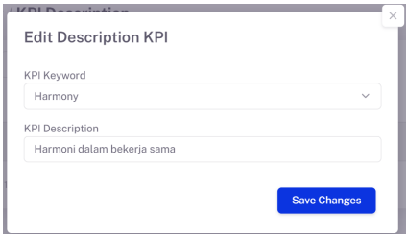 Change Data KPI Description - Harmonie